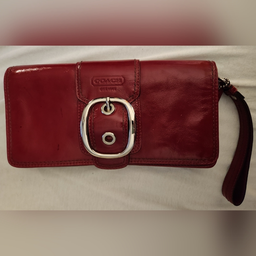 Coach Red Patent Leather Clutch - Gem